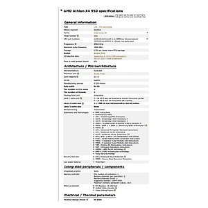 AMD Athlon X4 950 3.5GHz Quad-Core Quad-Thread 28NM 65W CPU Processor YD950XAGM44AB Socket AM4