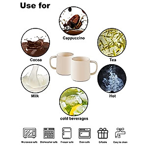 T-WARE Coffee Mug, Ceramic Mug Sets, 16 Oz Coffee Mug Set, Coffee Cup for Office and Home, Set of 2, Beige