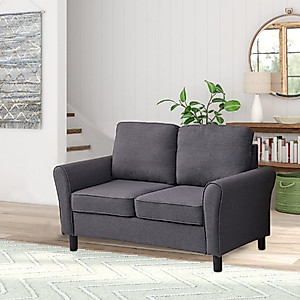 INSTORY Linen Loveseat Modern Sofa Comfy Couch for Living Room, Office, Bedroom - Grey