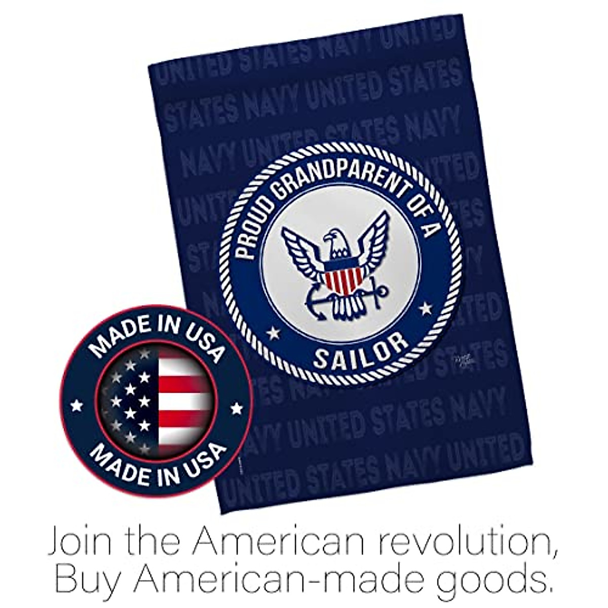 Breeze Decor Proud Grandparent Sailor Garden Flag Armed Forces Navy USN Seabee United State American Military Veteran Retire Official House Banner Small Yard Gift Double-Sided, Made in USA