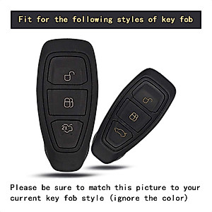 TANGSEN Key Fob Case Compatible with Ford C-MAX Escape Fiesta Focus RS Fusion 3 Button Keyless Entry Remote Carbon Fiber Pattern ABS Black Silicone Cover
