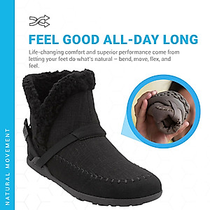 Xero Shoes Ashland Women’s Fall Boots, Vegan Casual Boots with a Soft Hemp Upper and a Cozy Faux Shearling Collar - Black, Size 8