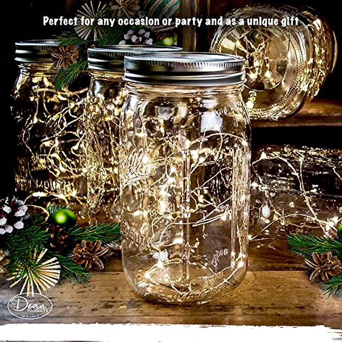 Wide Mouth Mason Jars 64 oz - 1/2 Gallon Mason Jar - Ball Mason Jars 64oz With Lids - Large Mason Jar 64 Ounce - Wide Mouth Half Gallon Mason Jars - Ball Canning Jars Wide Mouth - 6 Pack Dean Products
