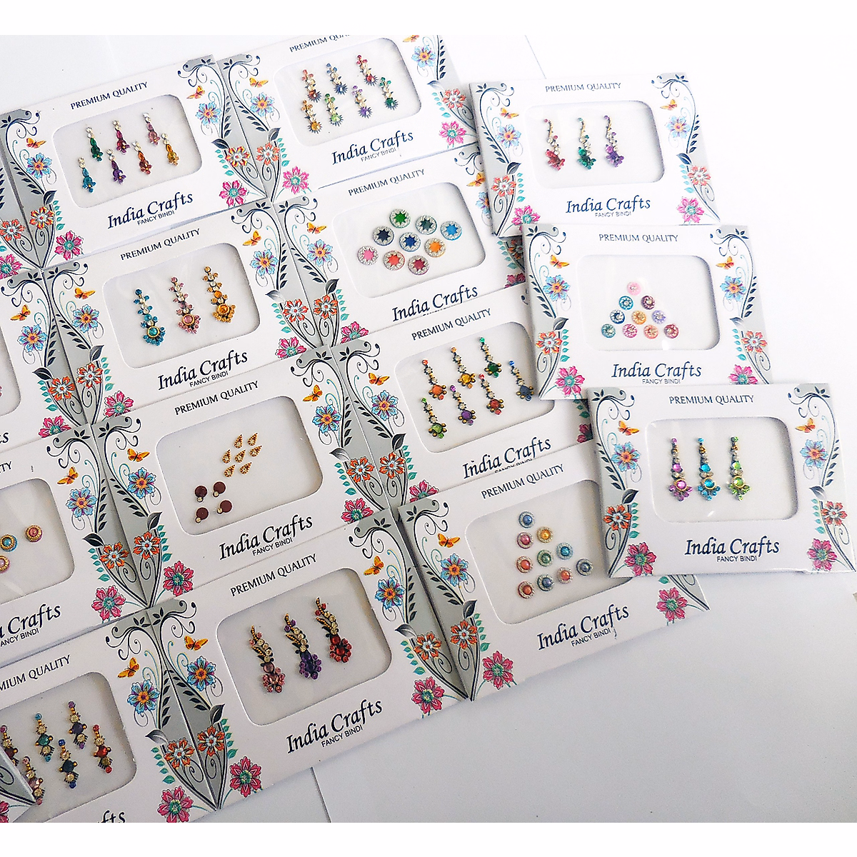 12 Combo Bindi Packs All in One- Multicolored Face Jewels Bindi Stickers Indian Forehead Tika
