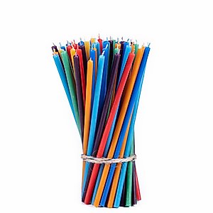 Danilovo Pure Beeswax Candles - No-Drip, Smoke-Less, Tall, Thin Taper Candles – Decorative Candles for Church Prayer, Decor or Birthday Candles – Honey Scented Candles – 6.5”x0.22”(4 Colors, 60 pcs)