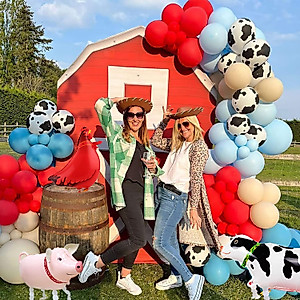 Cow Balloon Garland Arch Kit Western Cowboy blue red Farm animal print Balloons Farm theme birthday for Boy party my first rodeo party decorations