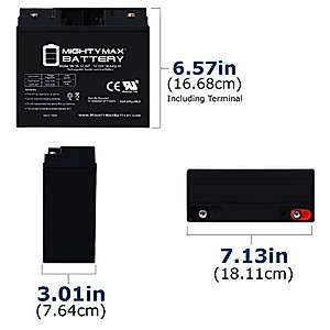 Mighty Max Battery ML18-12INT - 12 Volt 18 AH, Internal Thread (INT) Terminal, Rechargeable SLA AGM Battery