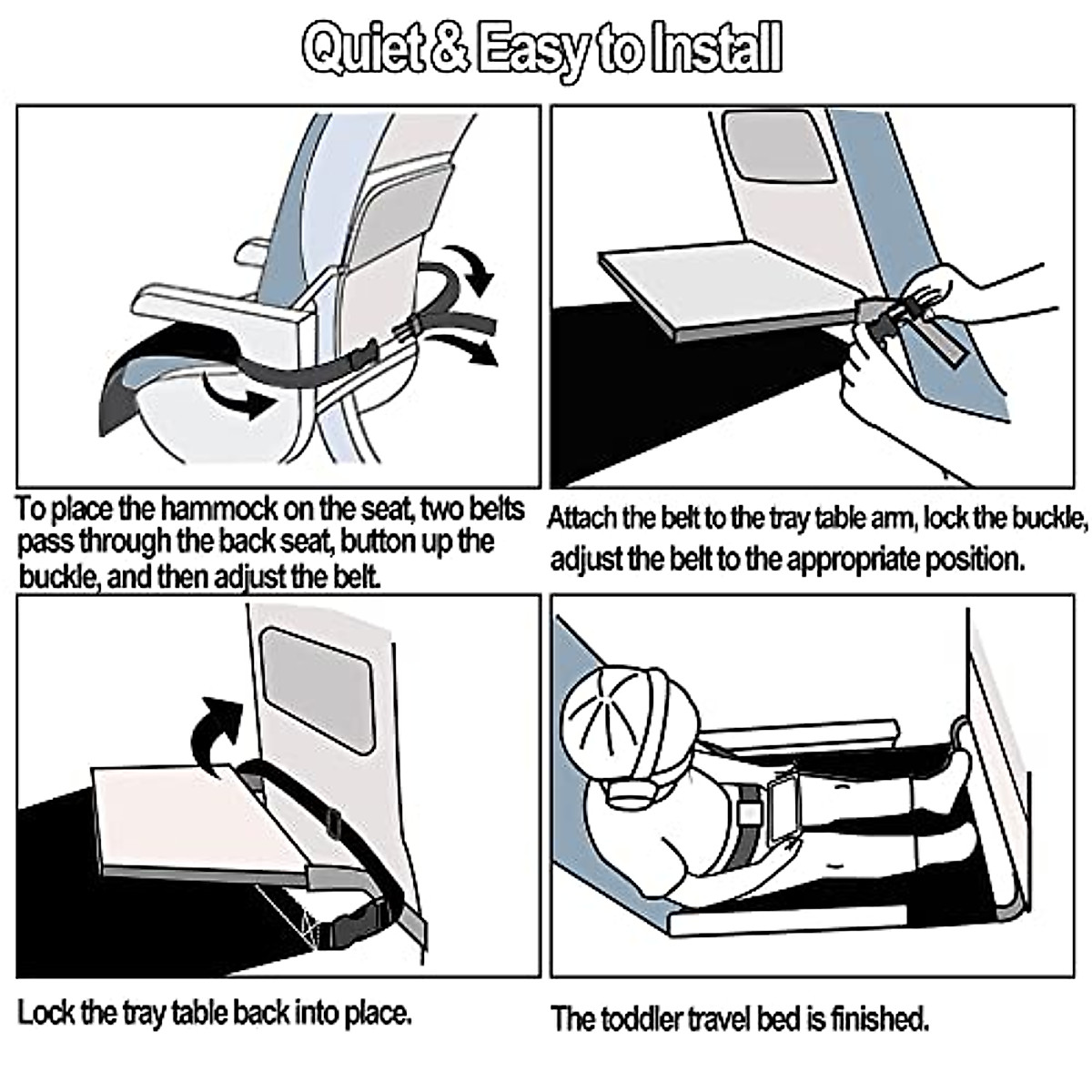 LUCKLYJONE Airplane Footrest for Kids, Toddler Travel Bed, Portable Travel Foot Rest Hammock for Flights, Baby Airplane Seat Extender, Travel Cot Essentials Accessories