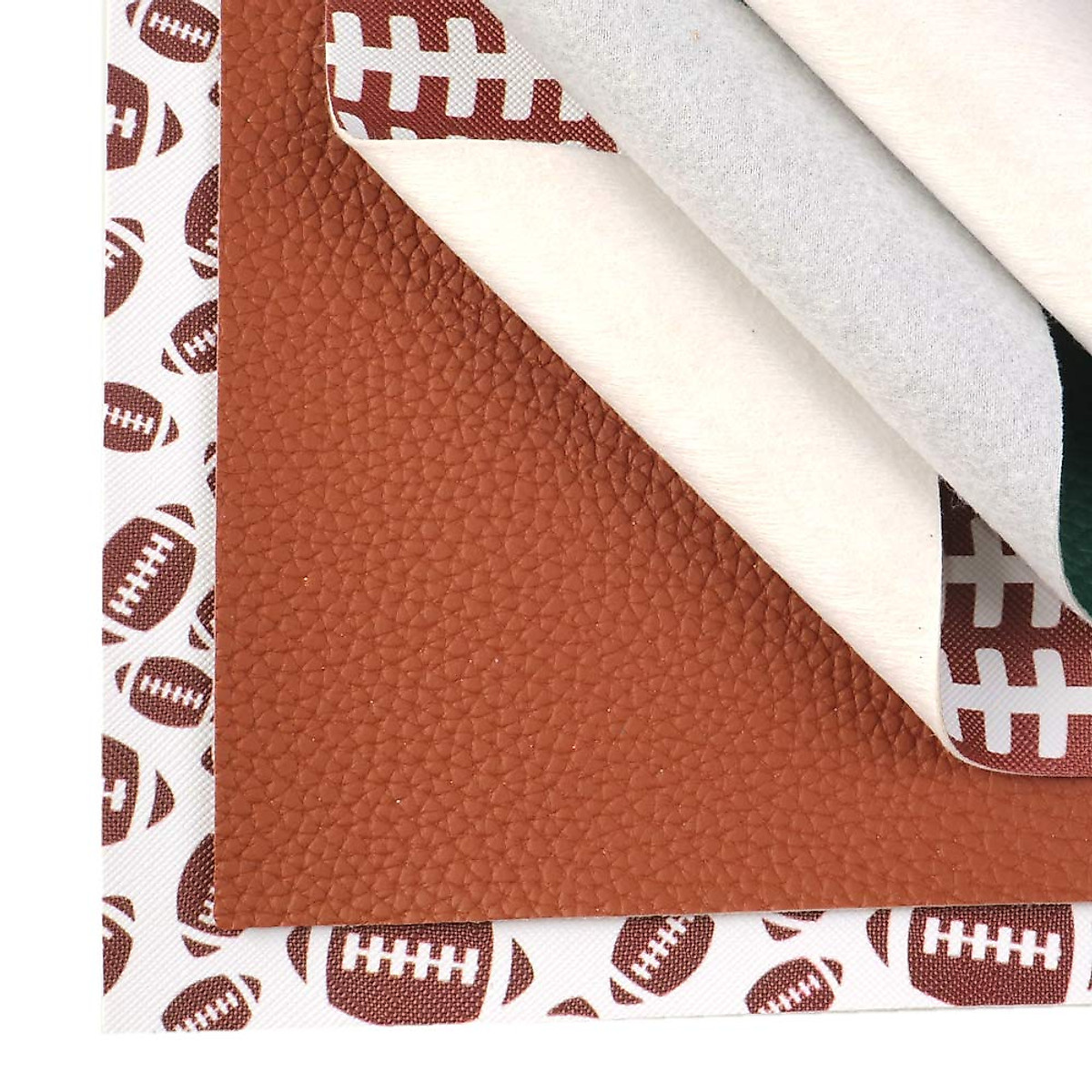 David Angie Football Soccer Ball Printed Faux Leather Sheet PU Textured Grain Leather Sheet Assorted 6 PCS 7.9" x 13.4" (20 cm x 34 cm) for Hair Accessories DIY Crafts Making (Ball)