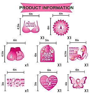 Breast Cancer Awareness Decorations, with 1pcs No DIY Breast Cancer Awareness Banner and 8pcs Breast Cancer Decorations Hanging Swirls, Breast Cancer Awareness Decorations for Office