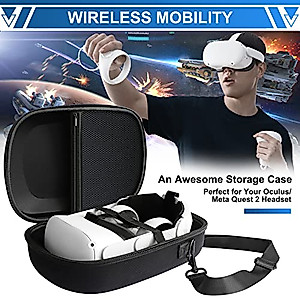 Travel Case for VR Oculus Quest 2 with Shoulder Strap Carrying Travel Bag for Meta/Oculus Quest 2 Elite Headset Accessories Portable Hard Storage Case