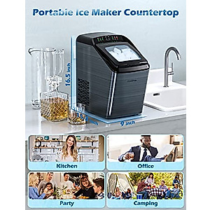 Freezimer DreamiceX1| Ice Makers Countertop Self-Cleaning, Portable Ice Maker Machine Countertop, 9 Cubes Ready in 7-10 Mins, 2 Size Ice Cubes Bullet Ice Machine | 33lbs/24h Silver