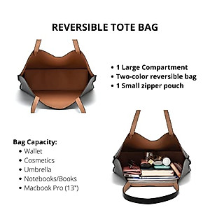 Scarleton Leather Tote Bag for Women, Womens Purses and Handbags, Reversible Tote Bags for Women, Purses for Women, H18420108 - Black/Beige