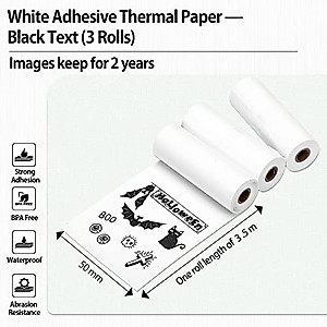 Phomemo M04S Portable Printer- Bluetooth Inkless Thermal Sticker Printer with 3 Rolls White Self-Adhesive Thermal Paper for Text, Notes, Memo, Photo, to-do List.
