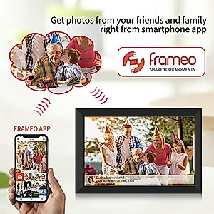 FRAMEO WiFi Digital Photo Picture Frame 10.1 Inch 1280x800 IPS LCD Touch Screen, Built in 16GB Memory, Auto-Rotate Portrait and Landscape, Share Pictures or Videos Instantly from Anywhere