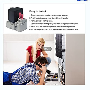 2319792 W10189190 W10197428 QD TSD2 Refrigerator Start Device Combination W10662129 Capacitor Compatible with Kenmore Electrolux Whirlpool Freezer Compressor Start Relay 241527803 241941003 2255198
