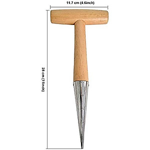 Hand Dibber with Wooden Handle, Chrome Coated Stainless Steel Head - Lightweight Sturdy Handy Seeding Garden Tool Kit for Sow Seeds (Dibber New)