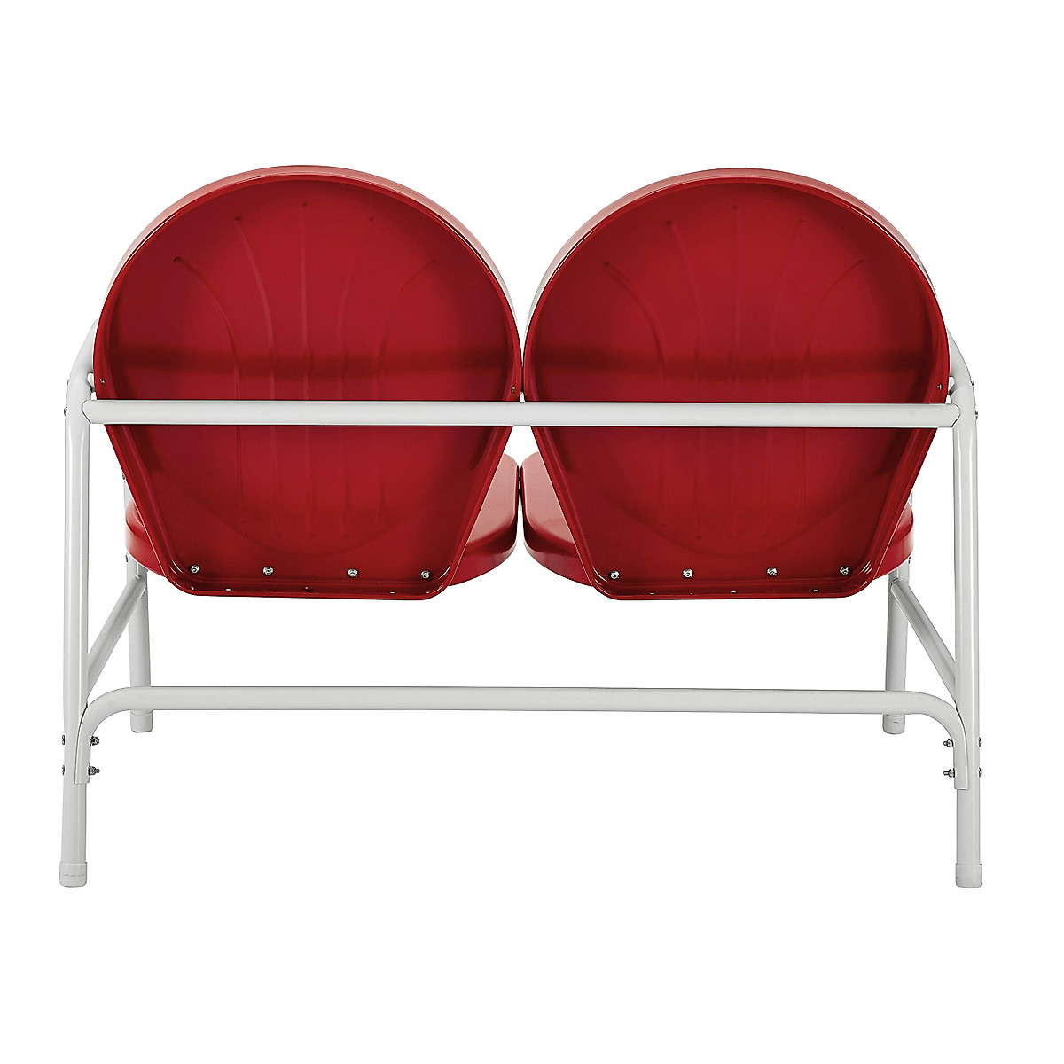 Crosley Furniture Griffith Retro Metal Outdoor Loveseat, 2-Person Patio Bench for Porch, Deck, Balcony, Red