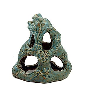 JIHAQUA Aquarium Ceramic Cave Decorations, Betta Fish Tank Accessories, Small Fish Tank Hideaway Decor