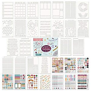 Easy to Use Stencil Set for Dotted Journals - Time Saving Planner Accessories/Supplies Kit Makes Creating Layouts Easy - Incl. Bullet Point Checklists, Daily/Weekly/Monthly Calendars