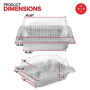 Stock Your Home 9x13 Disposable Baking Pan with Lid (10 Pack) Heavy Duty Aluminum Cake Pans with Lids, Clear Plastic Cover, Food Container for Lasagna, Casserole, Brownie, Rectangular Sheet Tray