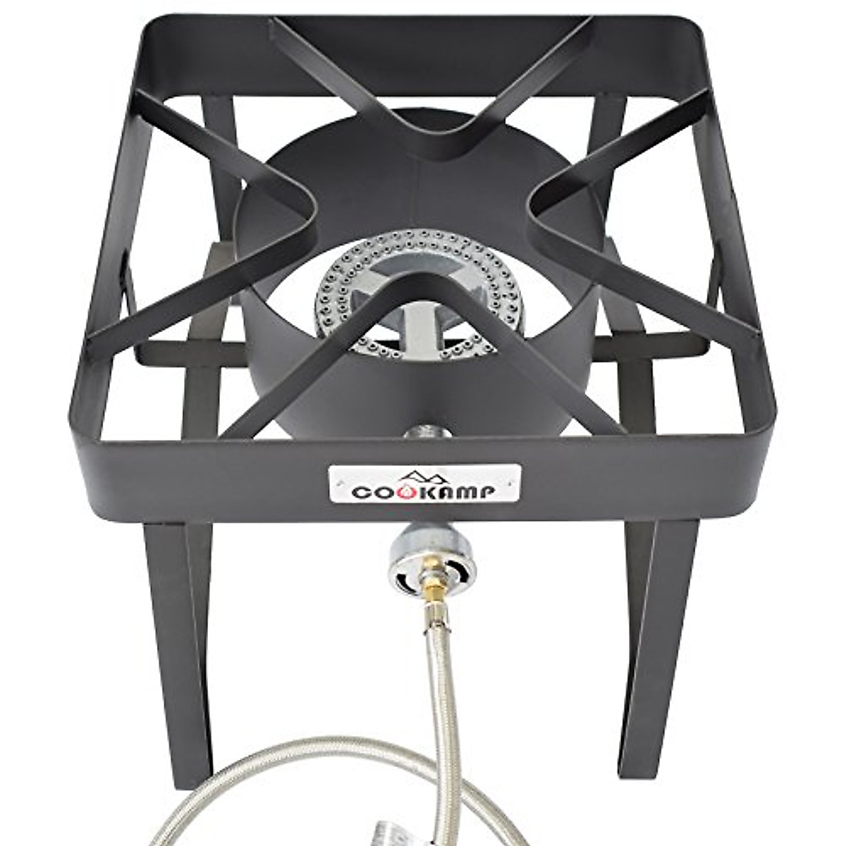 COOKAMP High Pressure Gas Cooker Outdoor Propane Burner with 0-20 PSI Adjustable Regulator and Steel Braided Hose SA1100