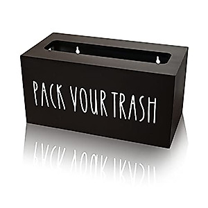 Trash Bag Holder, Farmhouse Garbage Bag Dispenser, Wall Mount Trash Bag Roll Organizer, Wood Grocery Bag Storage Box, Garbage Bag Caddy for Cabinet Kitchen Countertop