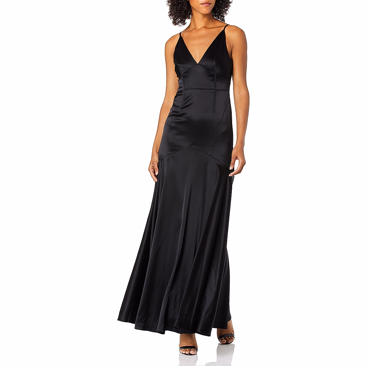 Jill Jill Stuart Women's Satin Gown with Corset Detailing, Black, 2
