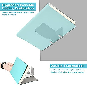Homakover Invisible Floating Bookshelves, Heavy-Duty Book Organizers, Wall Mounted Bookshelf, Iron Storage Shelves for Bedroom, Living Room, Office (Small) (4 Pieces, White)