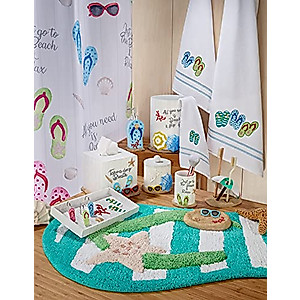 Avanti Linens - Covered Jar, Multipurpose Countertop Organizer, Beach Inspired Bathroom Decor (Beach Mode Collection)