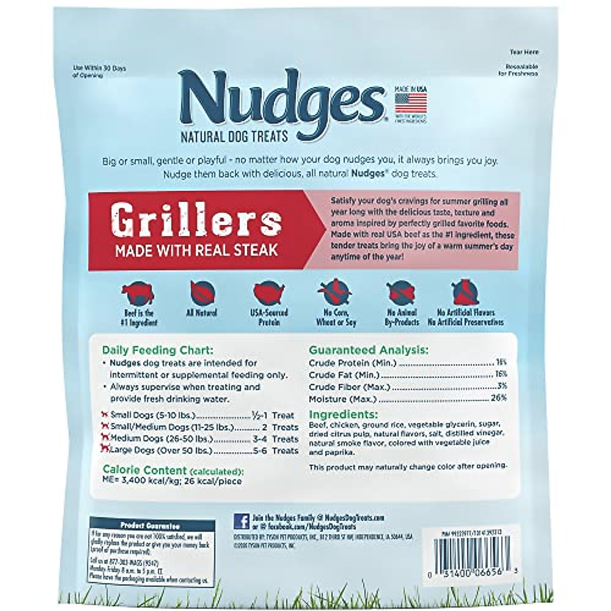 Blue Buffalo Nudges Grillers Natural Dog Treats, Steak, 36oz Bag