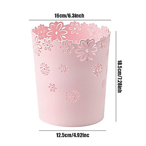 KUYYFDS Round Pink Plastic Trash Can with 1000 mL Capacity, Non-slip Base, for Kitchen, Office, Bathroom