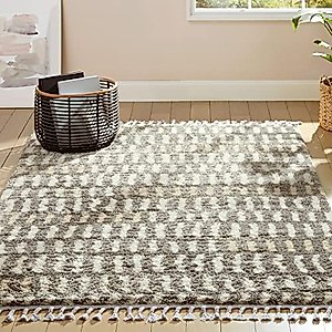 Home Dynamix The Spruce Marcella Louise Geometric Stripe Shag Area Rug, Gray/Ivory, 7'10"x10'5" Rectangle