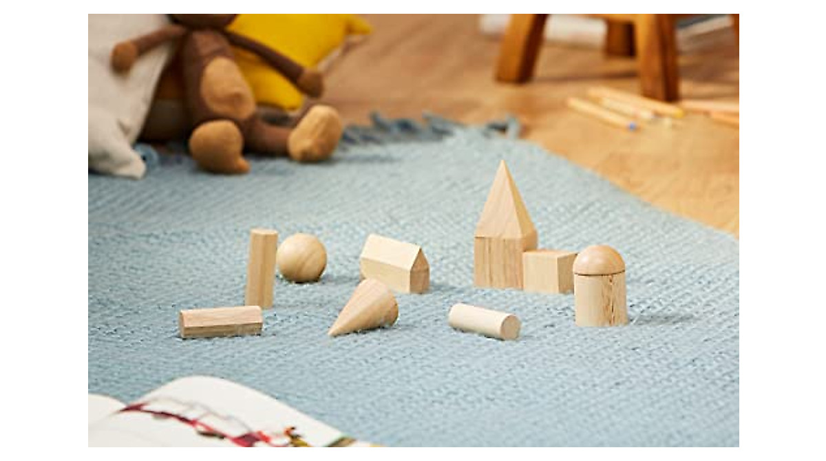 Learning Resources Geometric Solids Set of 12 Wooden Shapes for Kids