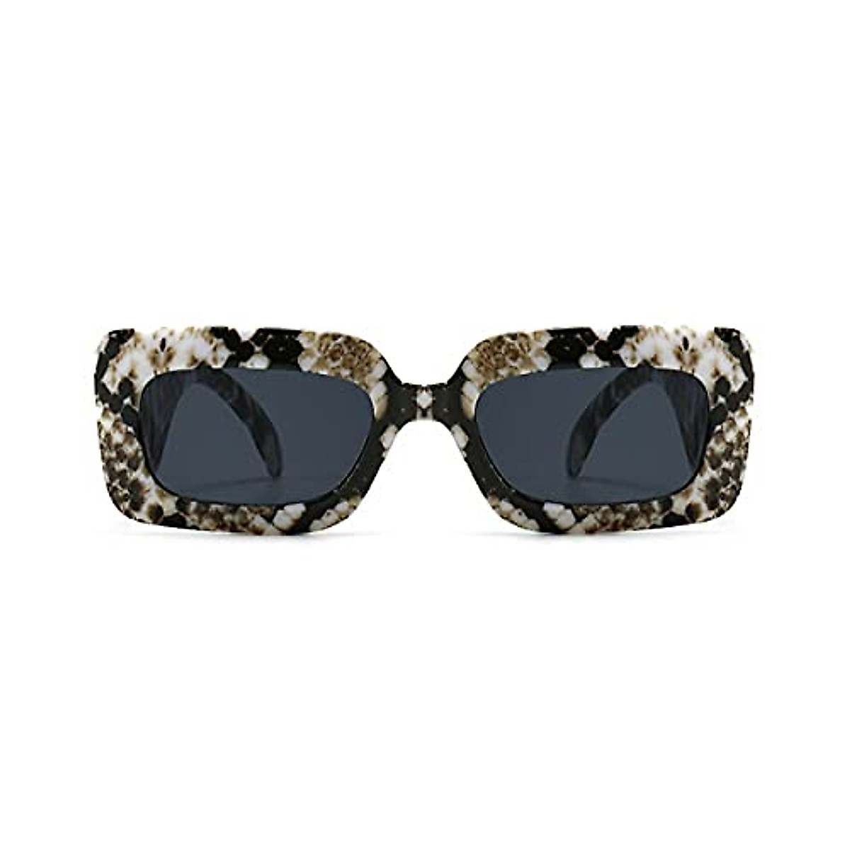 laureles/Square Snakeskin Pattern Rectangle Sunglasses Men Women Vintage Fluorescent Green Shade Glasses (C7)