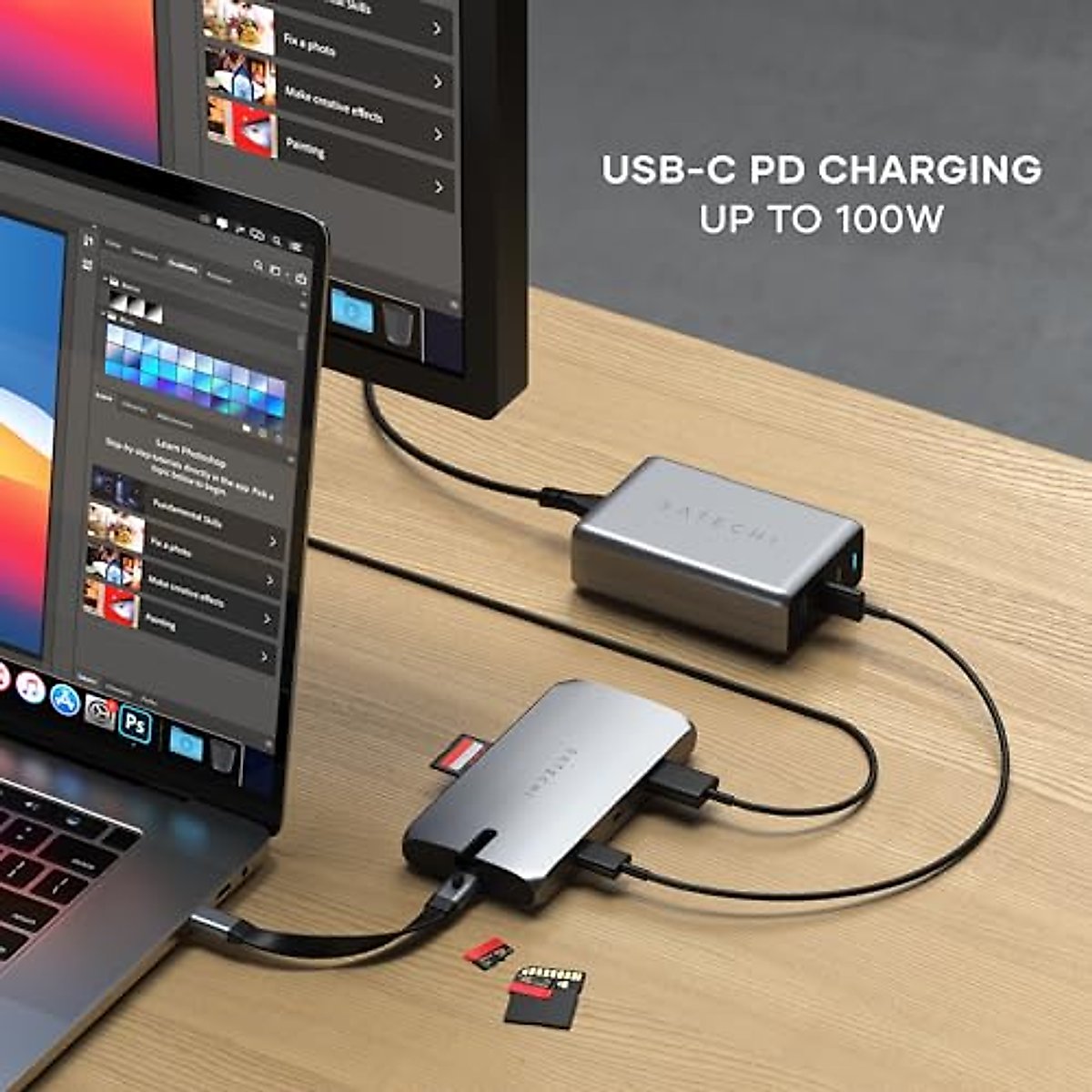 Satechi USB C Hub Multiport Adapter, USB C Docking Station 9 in 1, 4K HDMI, 100W USB C PD Charging, USB C Data, 2 USB-A, GbE, Micro/SD Card Readers, VGA, for MacBook, Windows - Space Gray