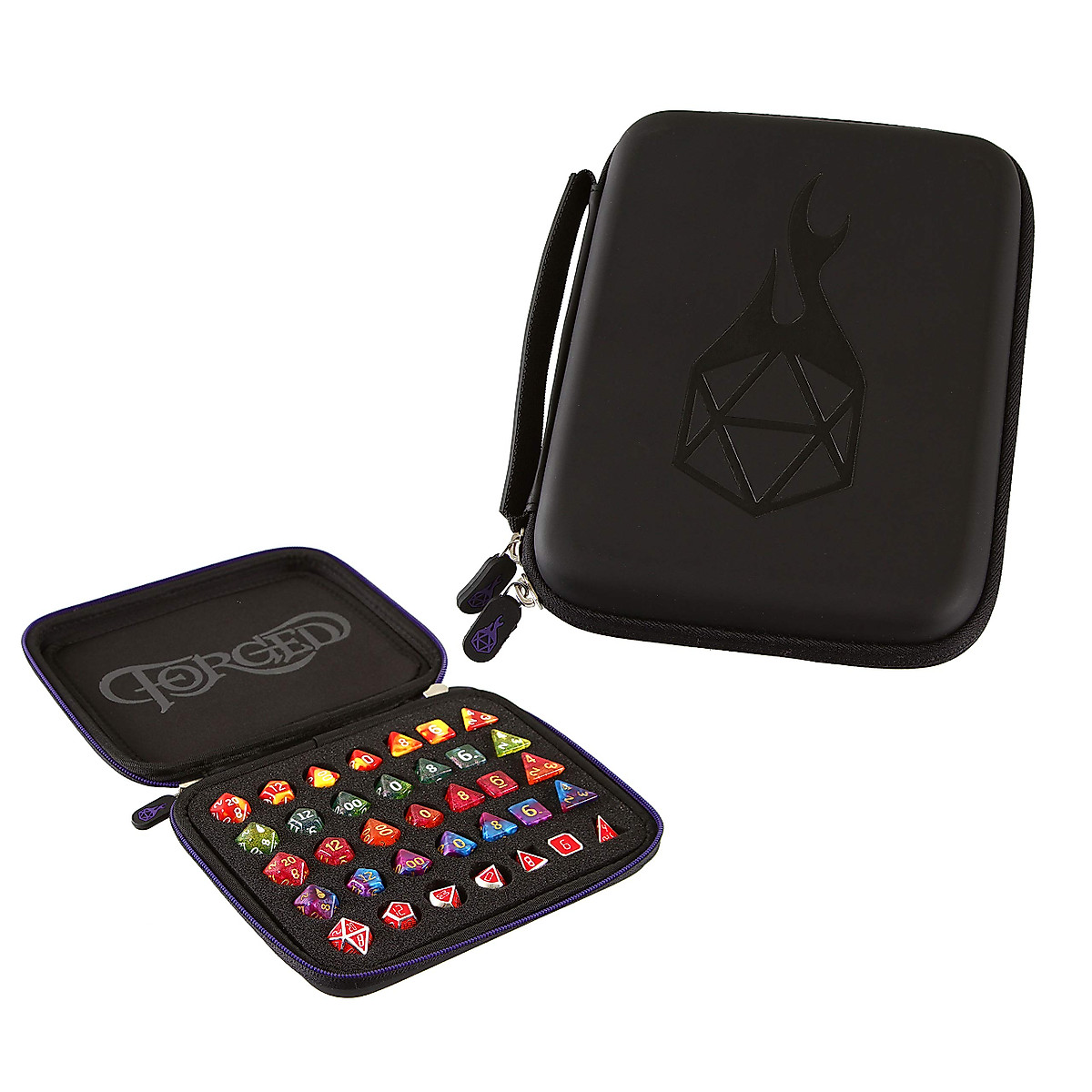 Forged Dice Co. Dice Storage Case with Foam Insert - Storage Box Holds 35 Individual Metal or Plastic Polyhedral Dice or 5 Sets of Dice - Display Case Works with DND and Dungeons & Dragons Game Dice