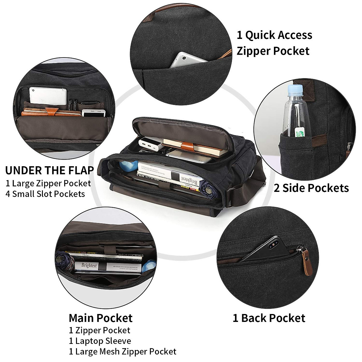 Laptop Bag 17 inch, Mens Messenger Bag Computer Bag Travel Casual Business Canvas Shoulder Bagmessenger bag for men crossbody satchel bags for school laptop messenger bag