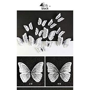 3D Stereo Simulation Flash Butterfly Wall Decoration Living Room Bedroom self-Adhesion Wall Paste Waterproof Creative Refrigerator Sticker (Black)