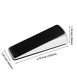 2 Door Stoppers Heavy Duty Stainless Steel Door Wedge Metal Doorstop Bumper Buffer with Rubber (Silver)