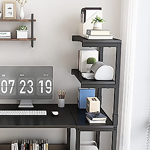 ALISENED Computer Desk with 4-Tier Storage Shelves, 43.3 inch Modern Large Office Desk Computer Table Studying Writing Desk Workstation with Bookshelf and Tower Shelf for Home Office