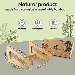 MY FAT GORILLA - Wooden Laptop Stand, Ventilated Laptop Holder, Bamboo Laptop Stand Universal Lightweight Ergonomic, Notebook Stand Compatible with 10-15'', MacBook Laptop Desk Stands