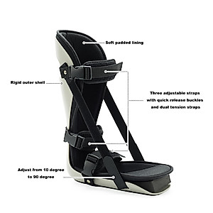 Plantar Fascitis Night Splint Adjustable Leg Support Brace for Fascia, Tendon and Calf Stretching, Heel and Bone Spur, Arch Pain Treatment Fit Right or Left Foot, Grey, Small