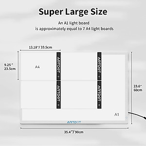 ARTDOT A1 Large LED Light Pad for Diamond Painting AC Powered Light Board Kit Adjustable Brightness Light Box Drawing for 5D Diamond Painting Kits