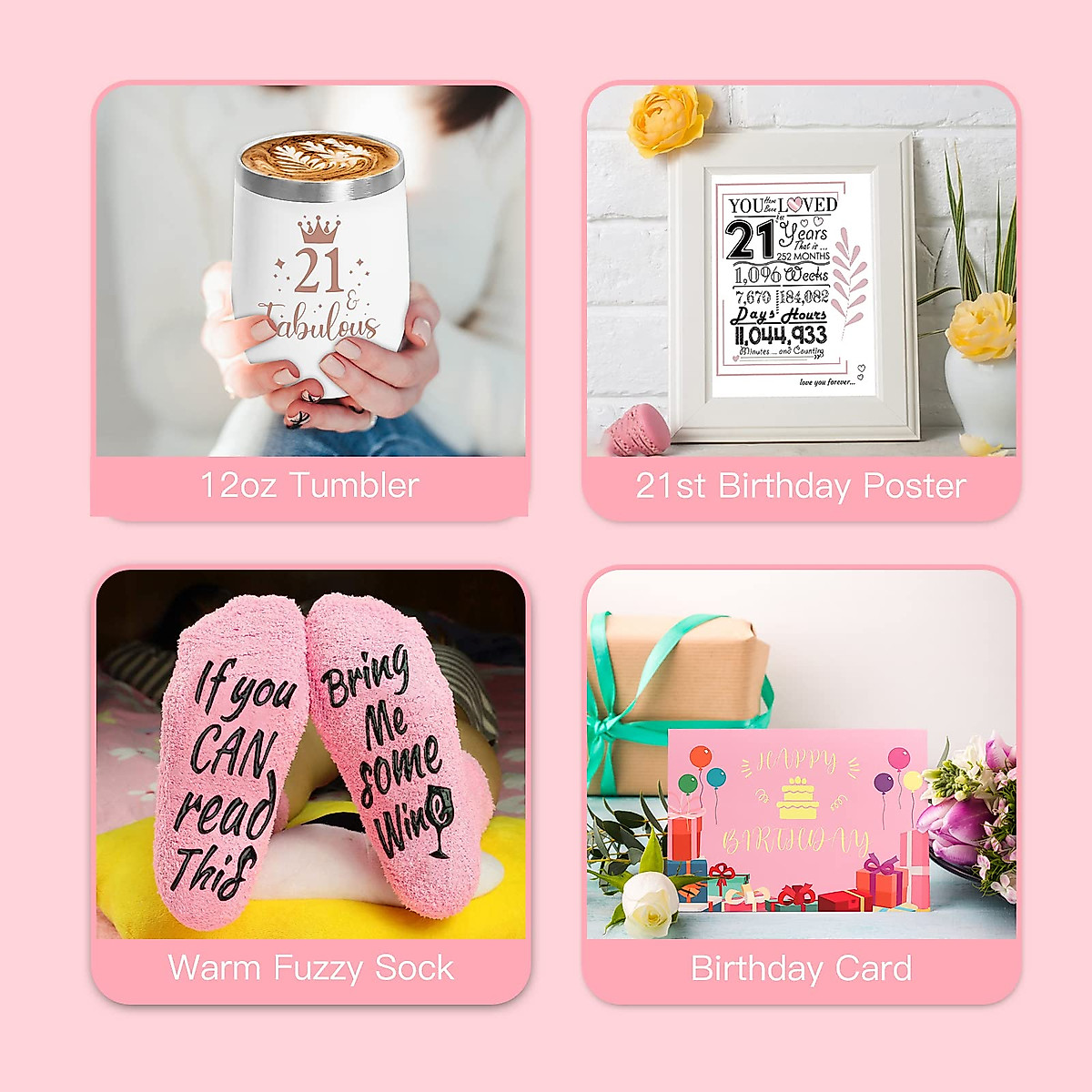 21st Birthday Gifts for Her, 21st Birthday Gifts for Women, Happy 21 Year Old Gifts for Her, 21st Birthday Baskets for Daughter Sister Friend, Gifts for 21st Birthday Female Born in 2003, 21 Fabulous