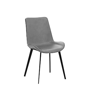 HIPIHOM Dining Chairs Set of 4, Modern Kitchen & Dining Room Chairs, Upholstered Faux Leather Cushion Seat and Sturdy Metal Legs (4 Grey Chairs)