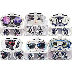 LCHH-VR Headset Skin Stickers Vinyl Decal Stickers Compatible with Oculus Quest 2, VR Headset and Controllers Virtual Reality Protective Decal Skin Quest2 Accessories (Diver Cat)