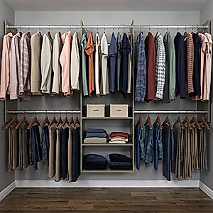 Easy Track RB1460-CGON Deluxe Starter Closet Storage Wall Mounted Wardrobe Organizer System Kit with Shelves and Rods, Weathered Grey