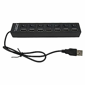 High Performance 7 Port USB 2.0 HUB for LED Powered High Speed Splitter Extender Cable Black White New