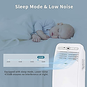 Uhome Portable Air Conditioner, 8000 BTU Compact AC Unit with Cooling, Dehumidifier, Fan, Remote Control and Window Mount Kit Included, White